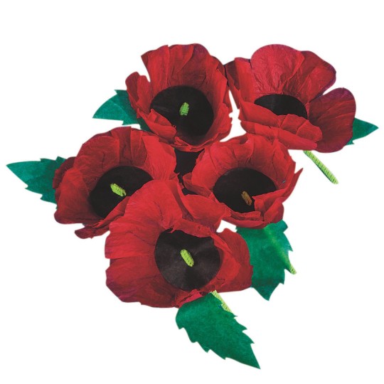 Remembrance Poppies Craft Kit (Pack of 50) | Memorial Craft Kit