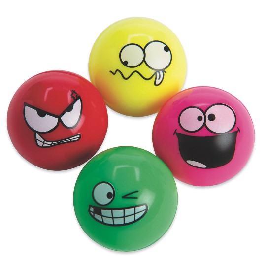 Buy Funny Face High Bounce Balls Pack (Pack of 12) at S&S Worldwide