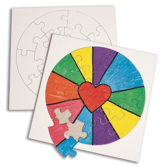 Color-Me™ Round Puzzles | Personalized Jigsaw Craft (Pack of 24)