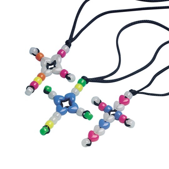 Buy Beaded Cross Necklace Craft Kit (Pack of 12) at S&S Worldwide