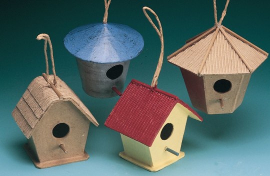 Buy Paper Mache Mini Birdhouses (Pack of 12) at S&S Worldwide