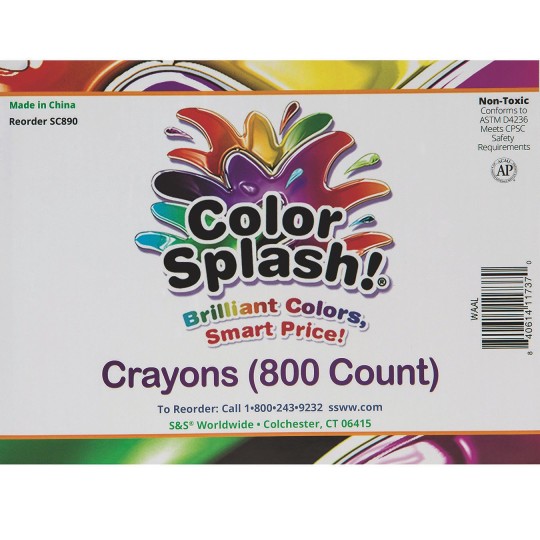 Buy Color Splash!® Crayons - 8 Colors (Box of 800) at S&S Worldwide