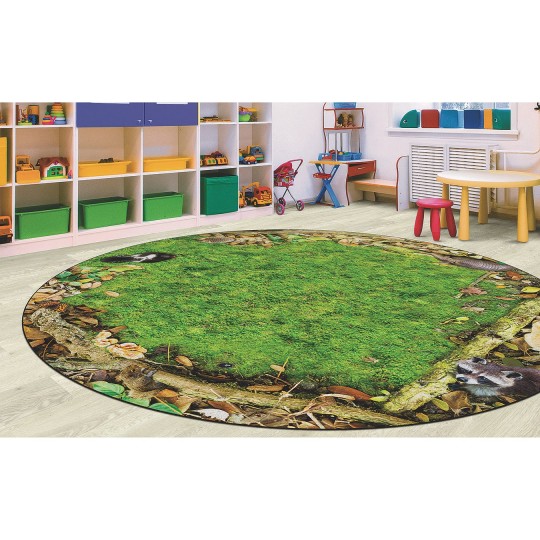 Flagship Carpets® PhotoFun™ Forest Floor Round Carpet | Classroom Rug